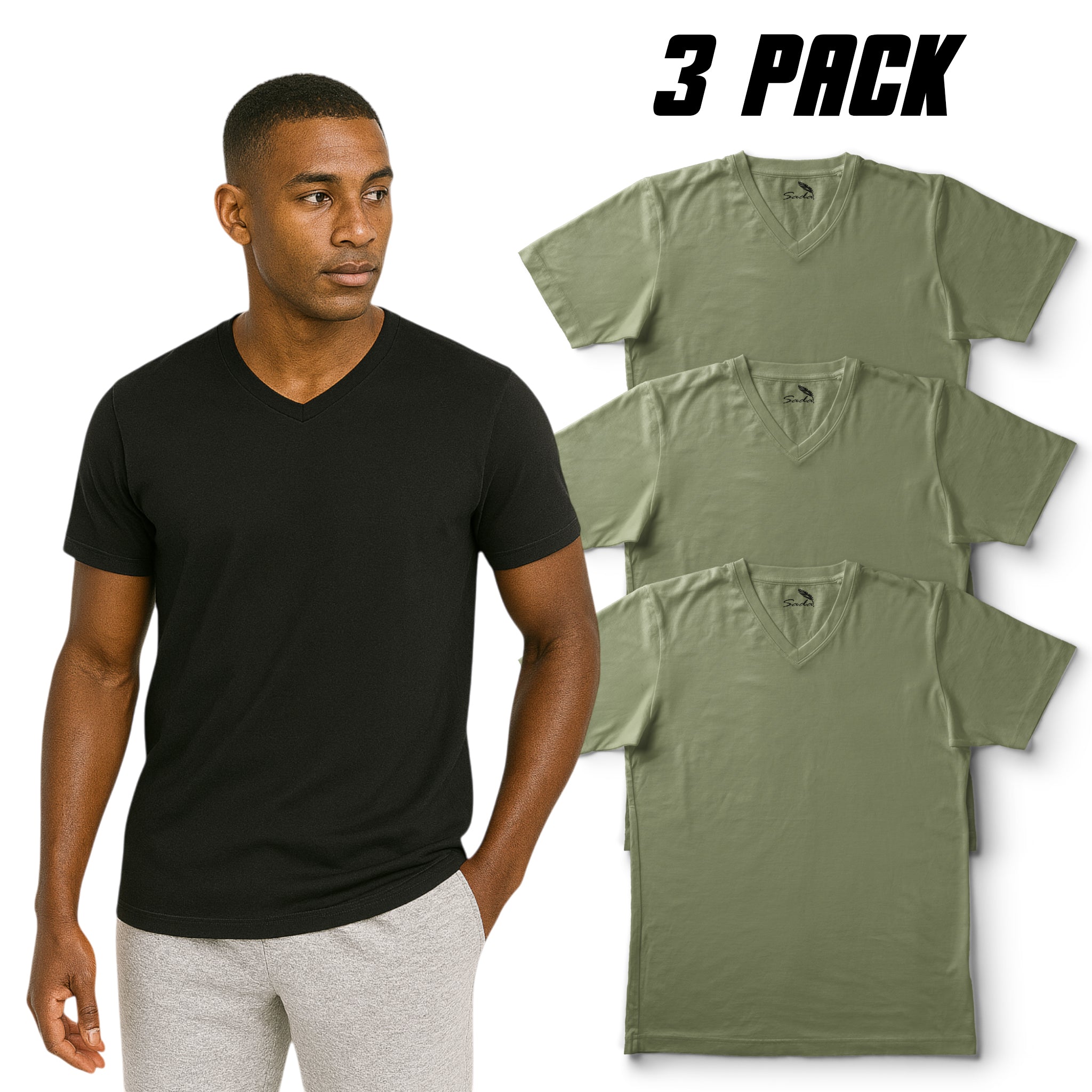 Sada V-Neck T-Shirts – 3-Pack | Soft Cotton Essentials for Men – BUREEN
