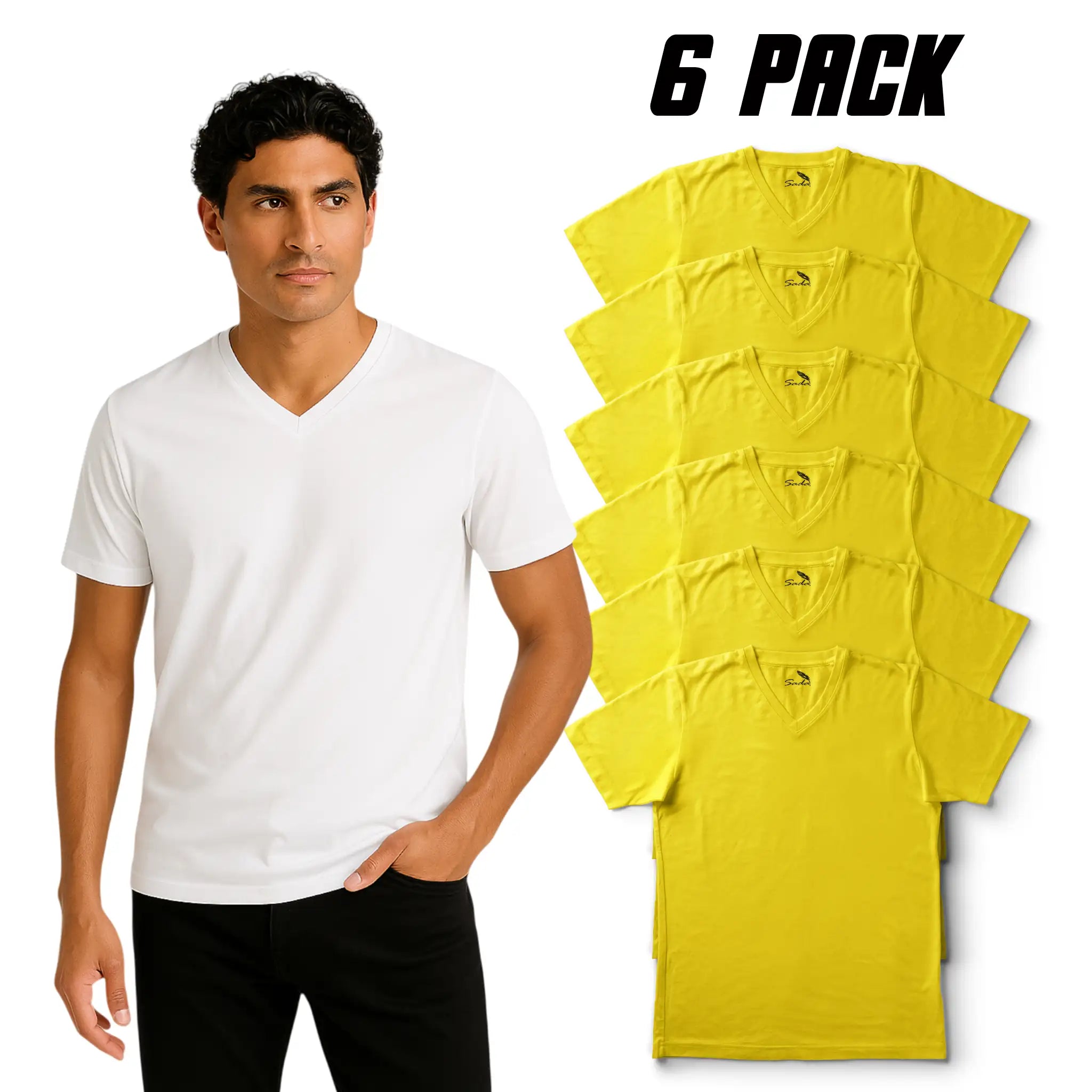 Sada V-Neck T-Shirts – 6-Pack | Bulk Cotton Basics at 25% Savings – BUREEN