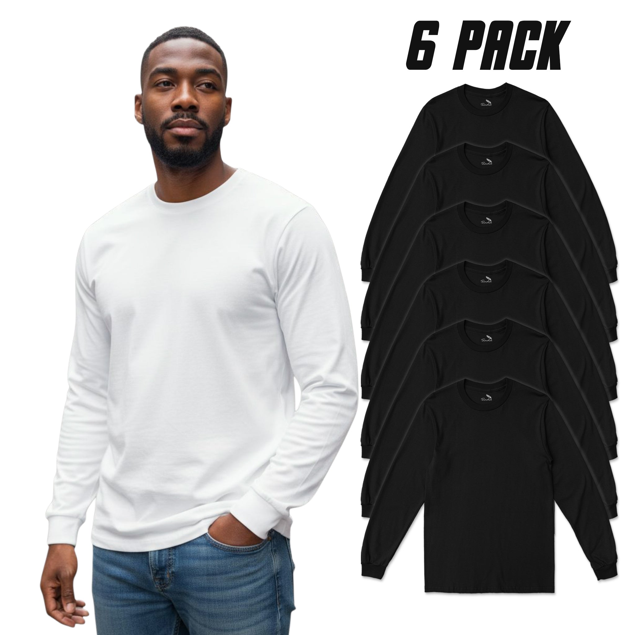Sada Long Sleeve T-Shirts – 6-Pack | Bulk Cotton Comfort – BUREEN